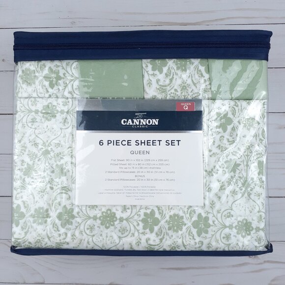 Cannon | Bedding | Cannon Queen Size Sheets 6 Piece Set Green White ...